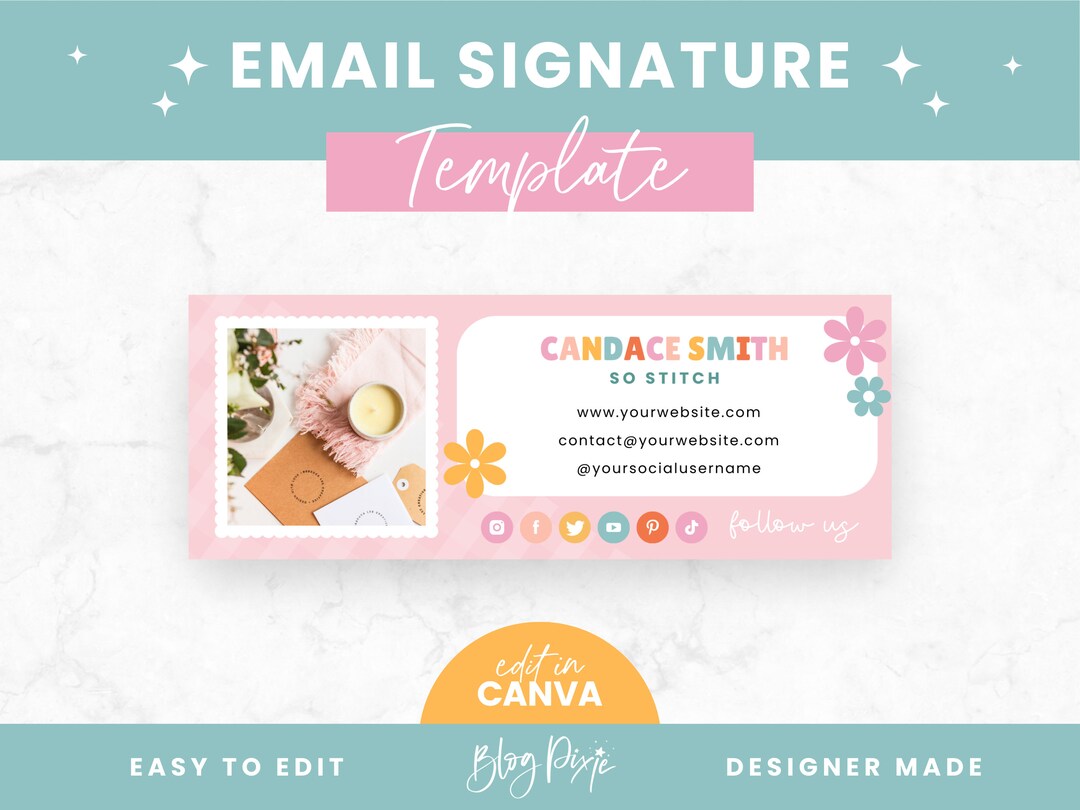 Email Signature Template Canva - Rainbow Colorful Branding Business ...