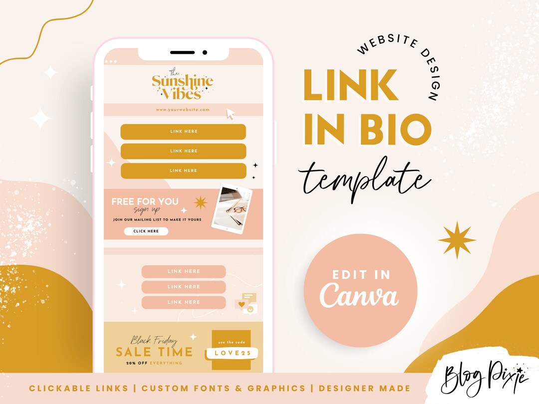 Link in Bio Template Canva Links Website for Instagram Canva Website ...