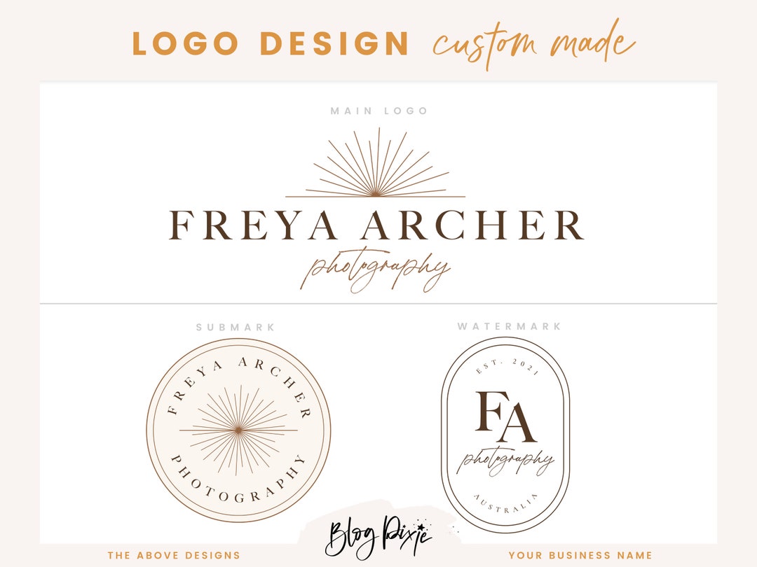 Boho Photography Logo Design Bohemian Photographer Branding Watermark ...