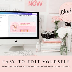 Email Signature Template Canva - Bright Pink Business Email Design ...