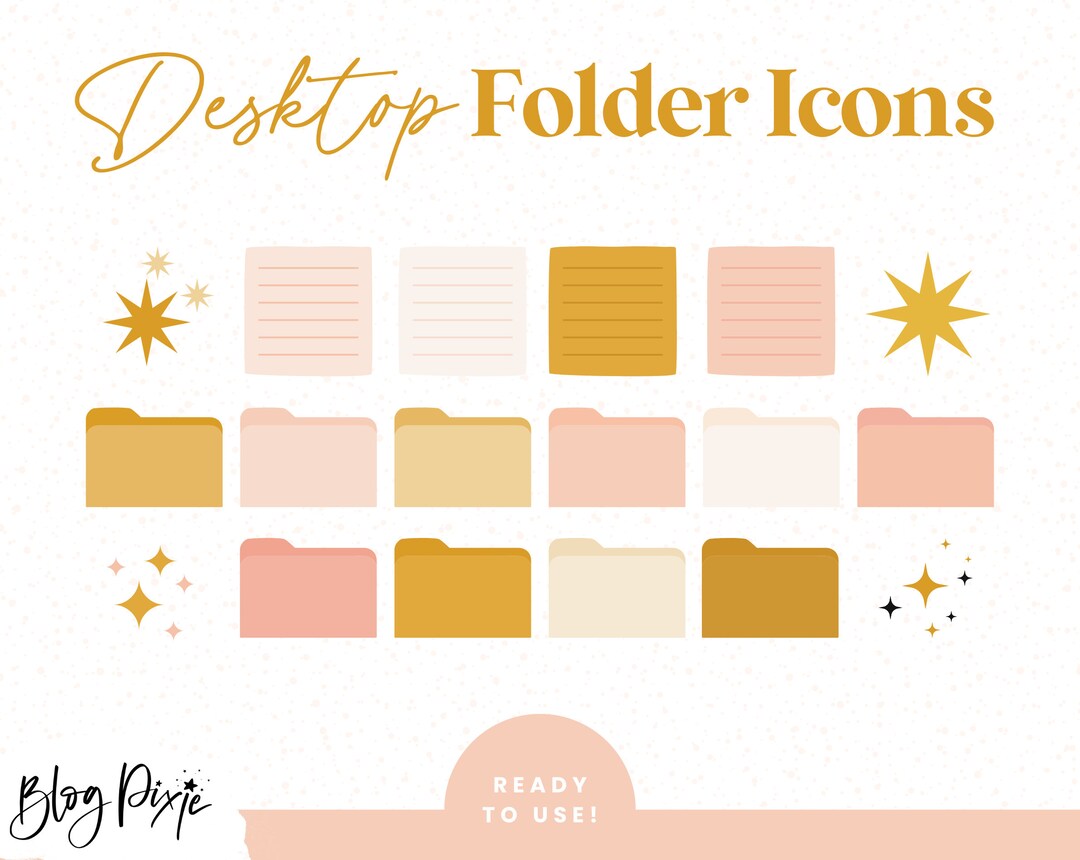Desktop Folder Icons Boho - Cute Aesthetic Mac Desktop - PC Folders ...