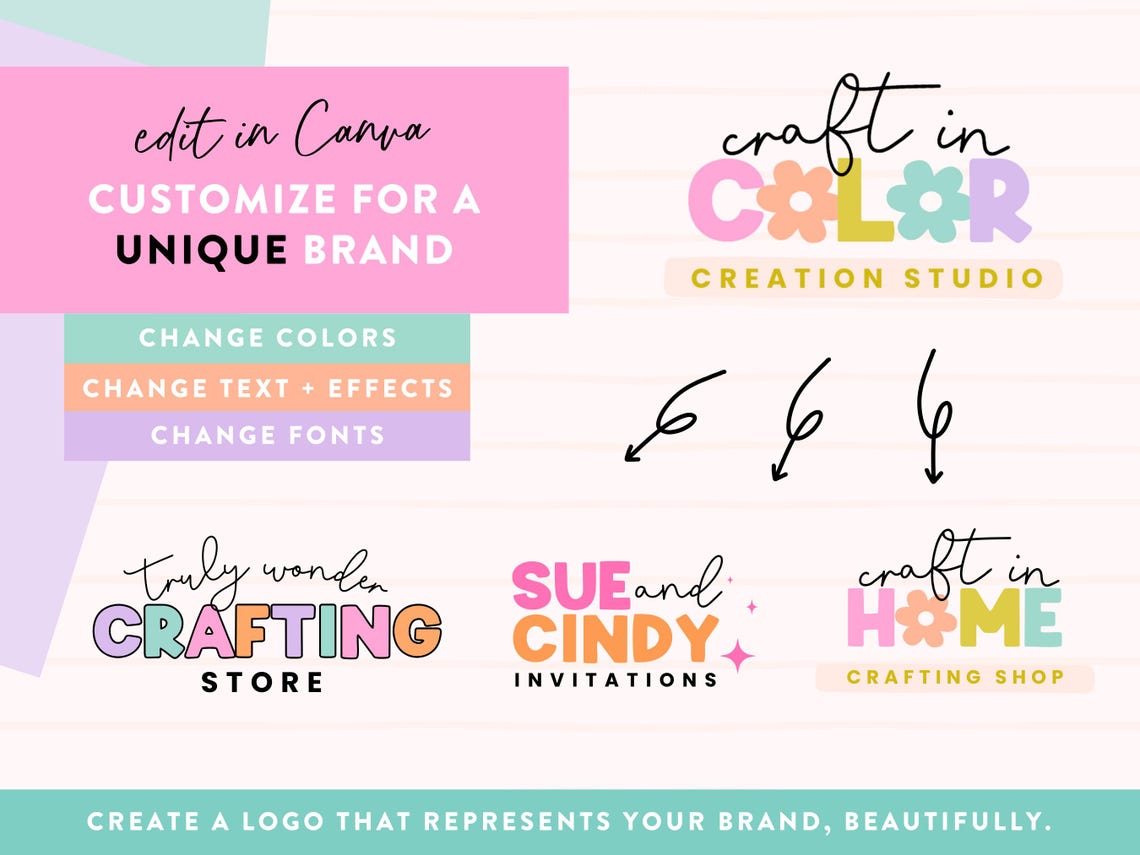 Craft Logo Design Template Canva - Logo for Crafting - Editable Logo ...