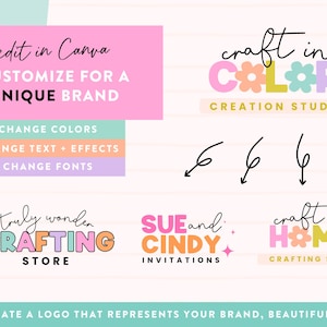 Craft Logo Design Template Canva - Logo for Crafting - Editable Logo ...