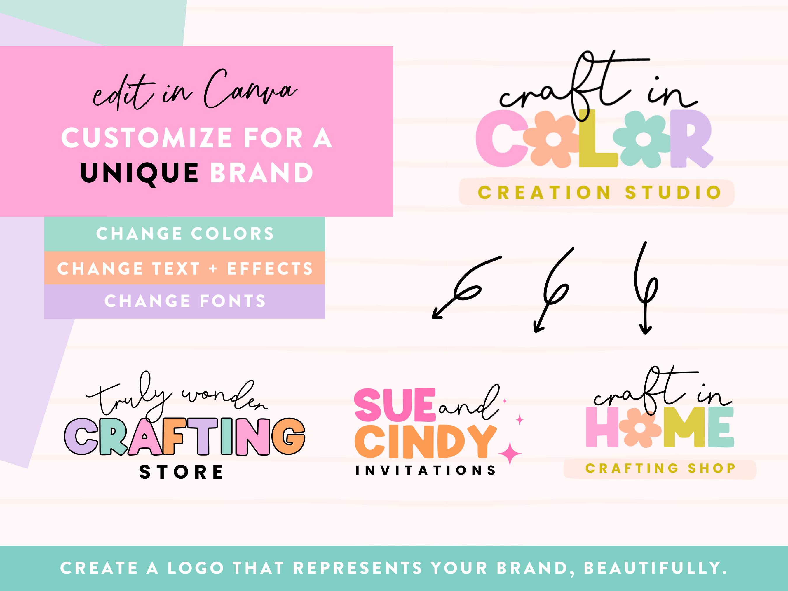 Craft Logo Design Template Canva - Logo for Crafting - Editable Logo ...