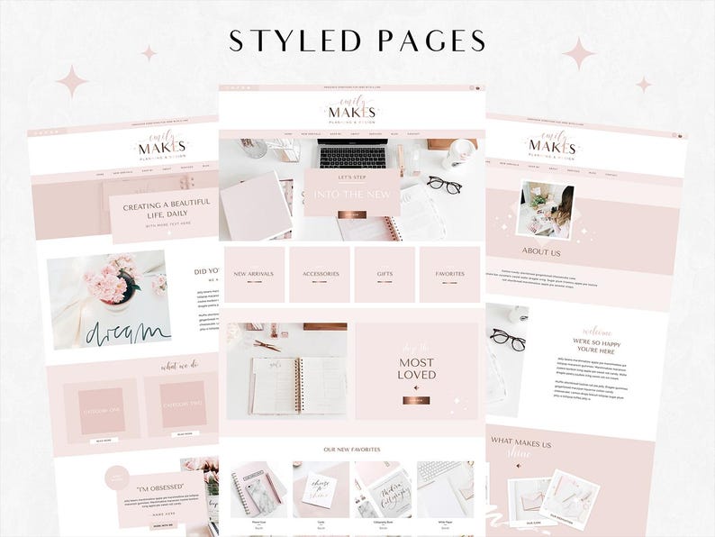 Pink Wix Website Template - Rose Gold Website Design - Pretty Wix Blog ...
