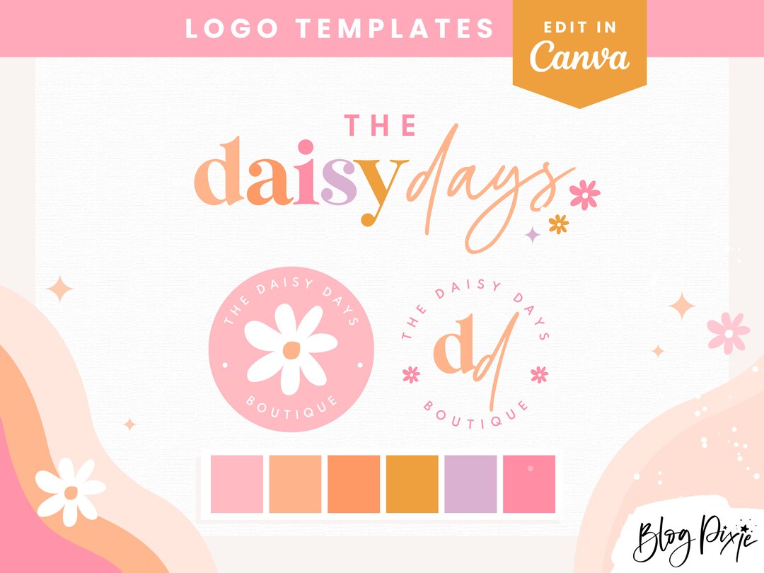 Daisy Logo Design for Small Business Logo Template Canva Editable Logo ...