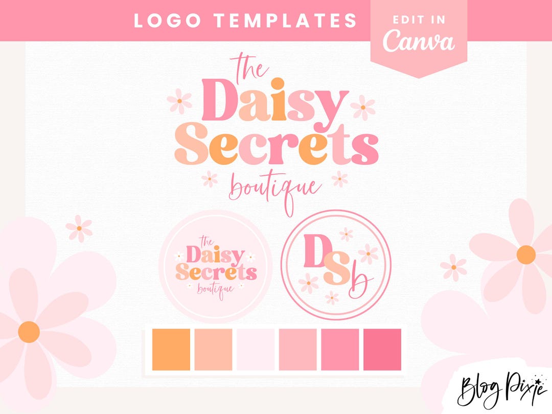 Logo Design Template Pink Canva Editable Logo Design Small Business ...