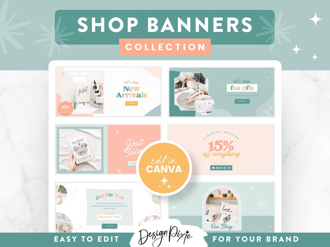Enchanting Shopify Banner Templates Canva - Pastel Rainbow Shopify ...