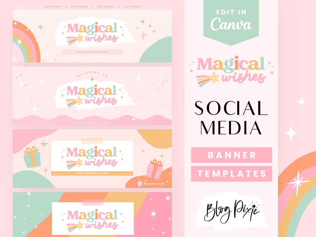 Pastel Rainbow Facebook Banner Templates Canva - Rainbow Social Media ...