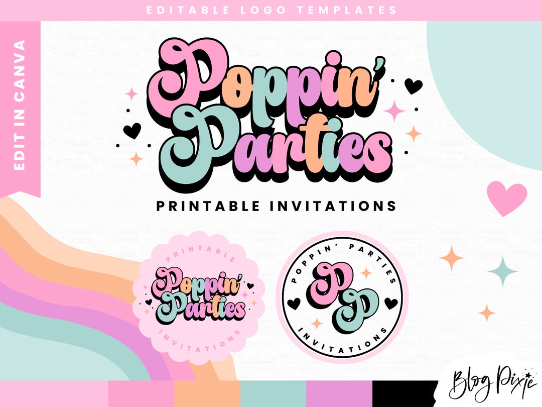 Bold Retro Logo Design Editable Canva Small Business Logo Template ...