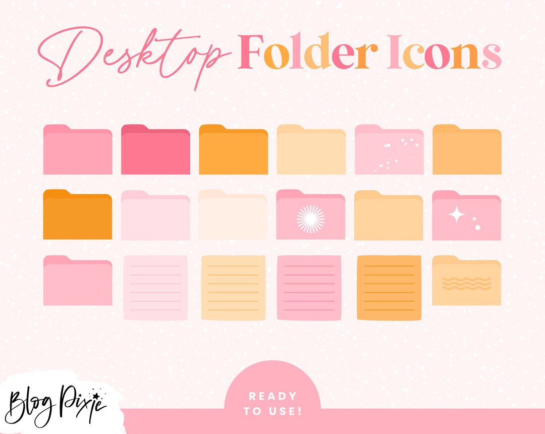 Desktop Folder Icons Pink Bright - Cute Aesthetic Mac Desktop - PC ...