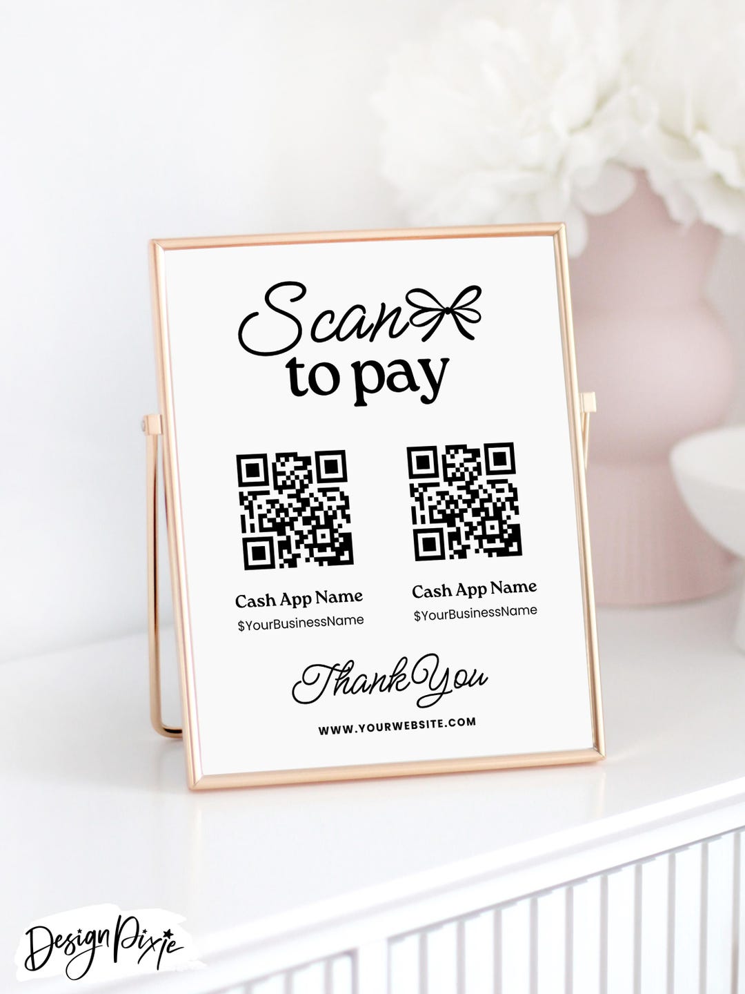 Scan to Pay Sign Template - Editable Canva Design Bow - Custom QR Code ...