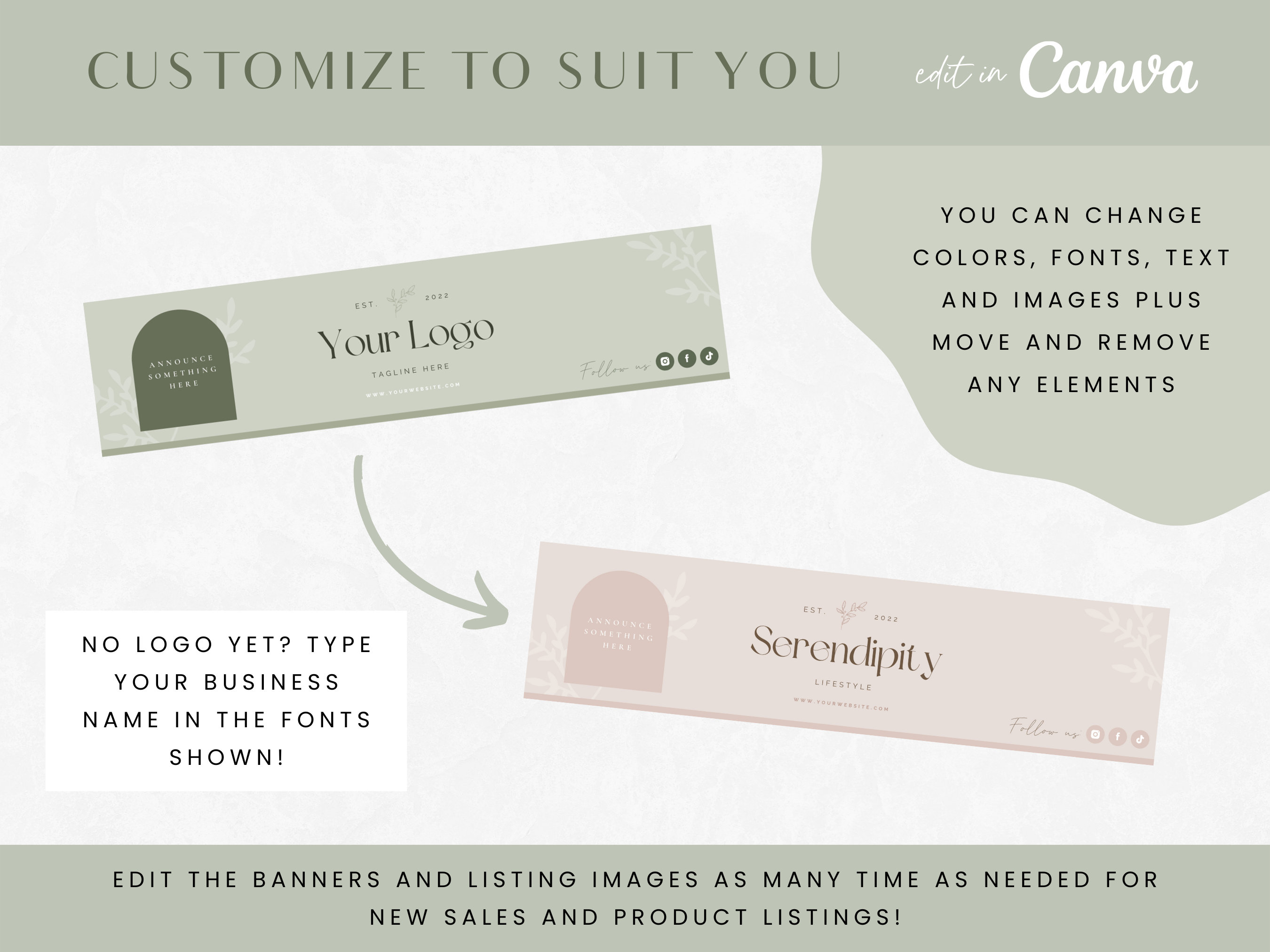 Etsy Shop Banner Set Templates Canva Etsy Shop Kit Listing - Etsy Canada