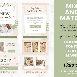 Cottagecore Email Marketing Templates Canva - Sage Green Newsletter ...