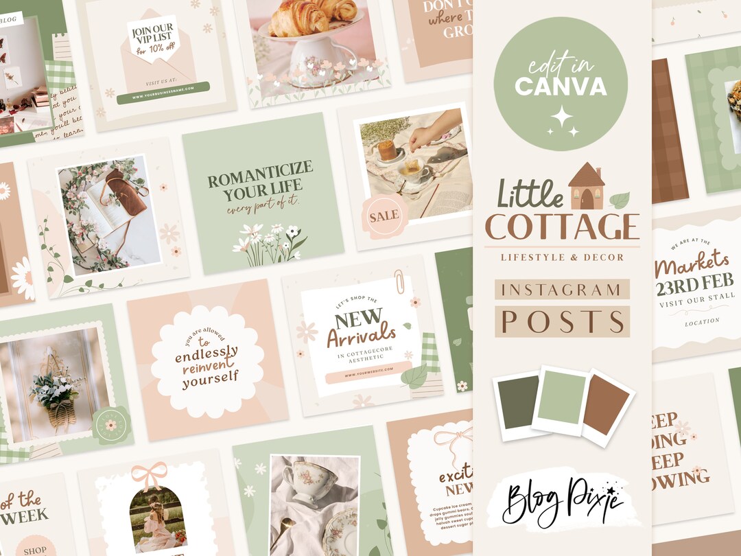 Cottagecore Aesthetic Instagram Post Templates Canva Whimsical ...