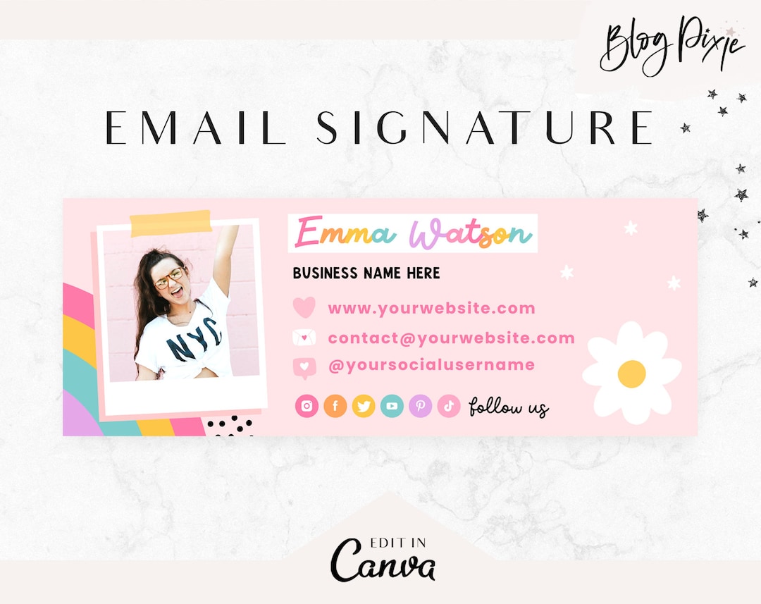 Rainbow Email Signature Template Canva Small Business Email - Etsy