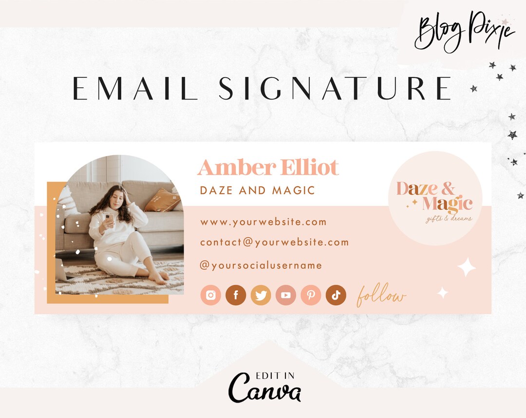 Email Signature Template Canva Boho Business Email Signature Design ...