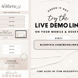 Aesthetic Link in Bio Template Canva Links Website Instagram Landing ...