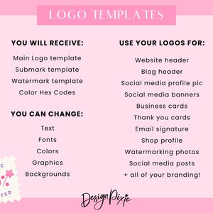 Pink Retro Logo Template Canva - Editable Logo Design Hearts and ...