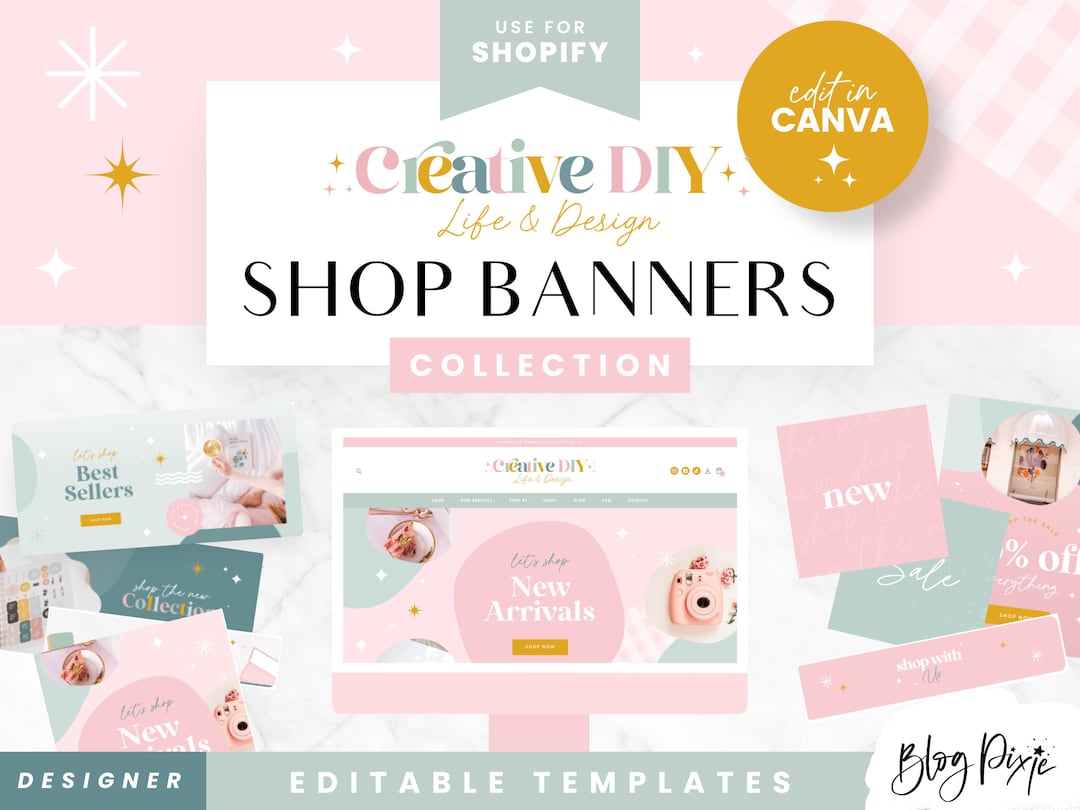 Pastel Shop Banners Canva Shopify Banner Templates Shopify Store Banner ...