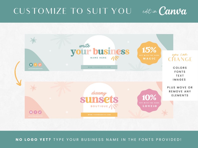 Etsy Banner Templates Canva Pastel Colorful Etsy Shop Design - Etsy