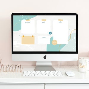 Desktop Organizer Blue - Wallpaper Background - Aesthetic Desktop ...