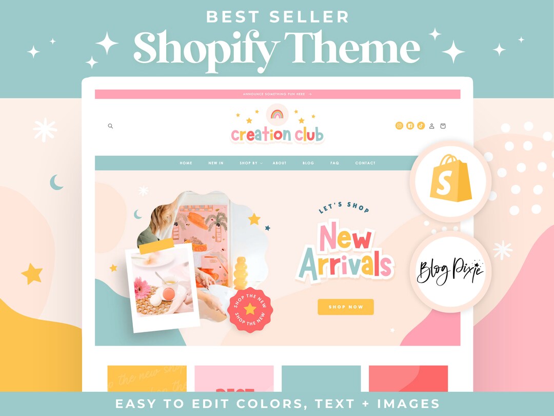 Fun Shopify Theme Ecommerce Website Design Template Shopify 2.0 Banners ...