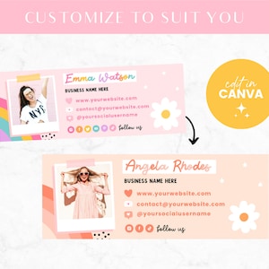 Rainbow Email Signature Template Canva - Small Business Email Design ...