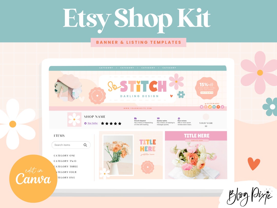 Etsy Shop Kit Banner Templates for Canva Etsy Shop Bundle - Etsy