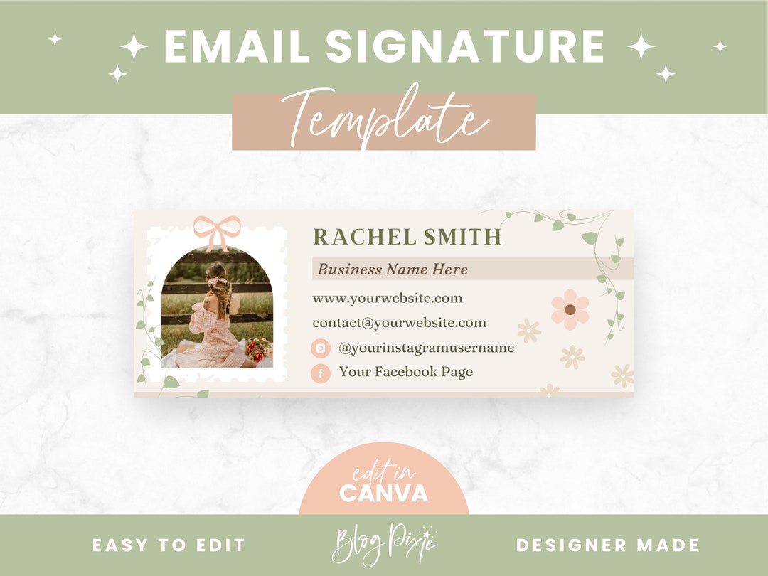 Cottagecore Email Signature Template Canva - Business Email Signature ...