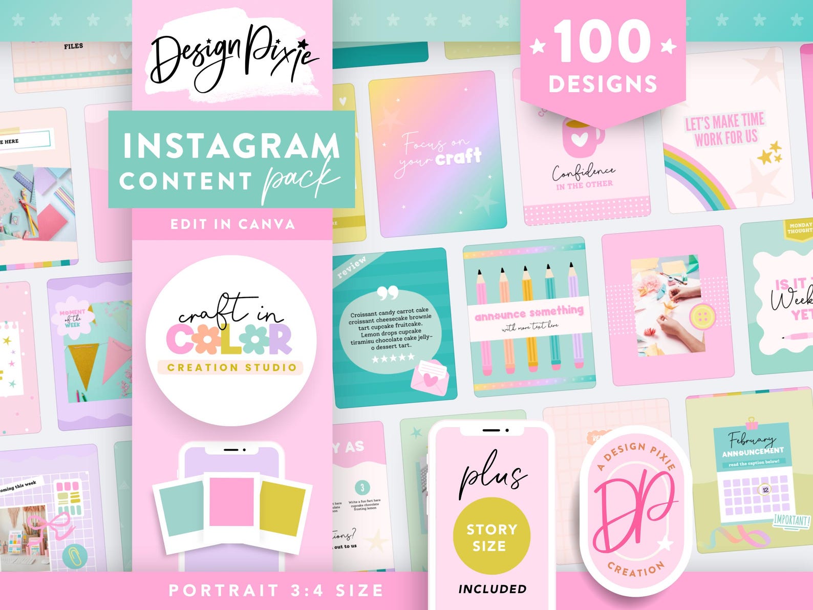 Craft Instagram Templates Rainbow - Canva Posts Story Ideas Portrait ...