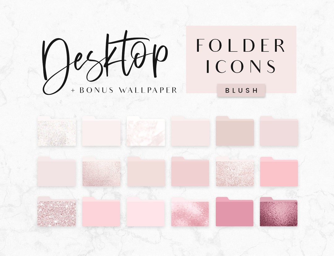 Desktop Folder Icons Blush Pink - Mac Icons - PC Icons - Aesthetic ...