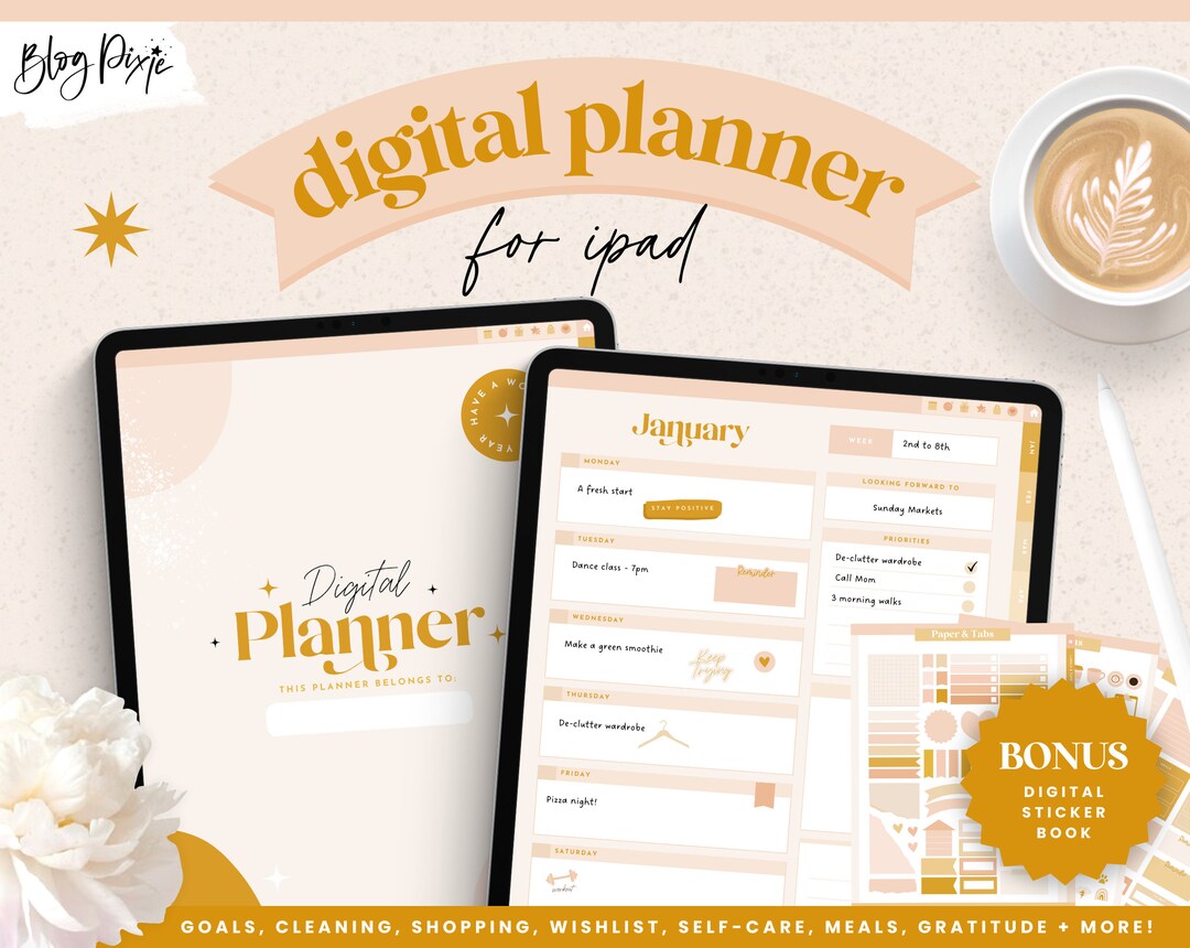 Digital Planner Boho - Goodnotes Undated Planner - Digital Stickers ...