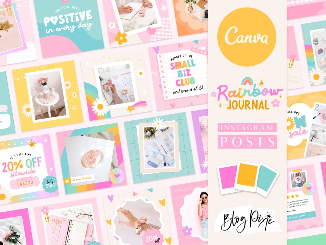 Rainbow Instagram Post Templates Canva Positive Quotes for Instagram ...