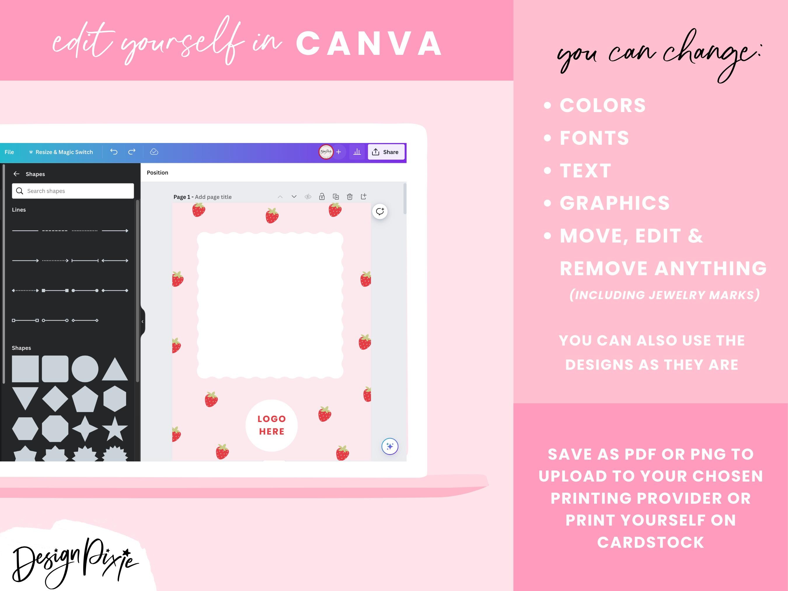 Coquette Display Card Templates Canva - Jewelry Backing Product Display ...