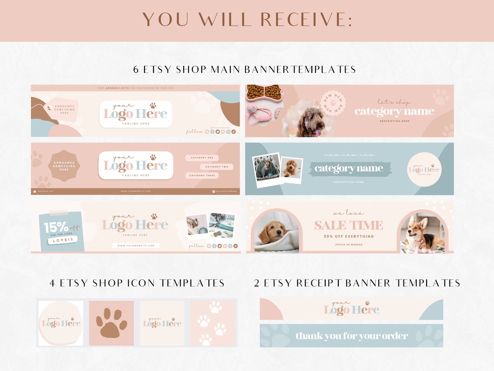 Etsy Shop Kit Store Banner Listing Templates Canva Pet - Etsy