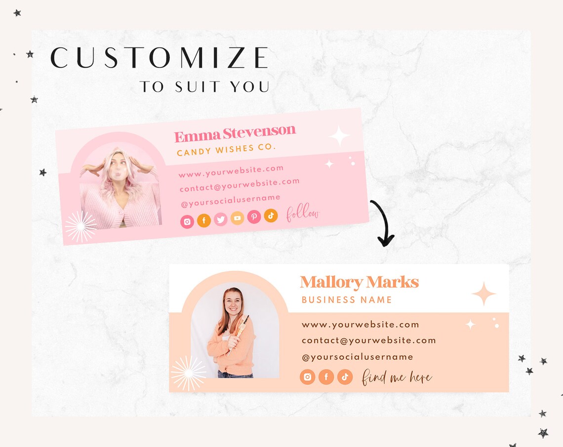 Email Signature Template Canva Bright Pink Business Email - Etsy