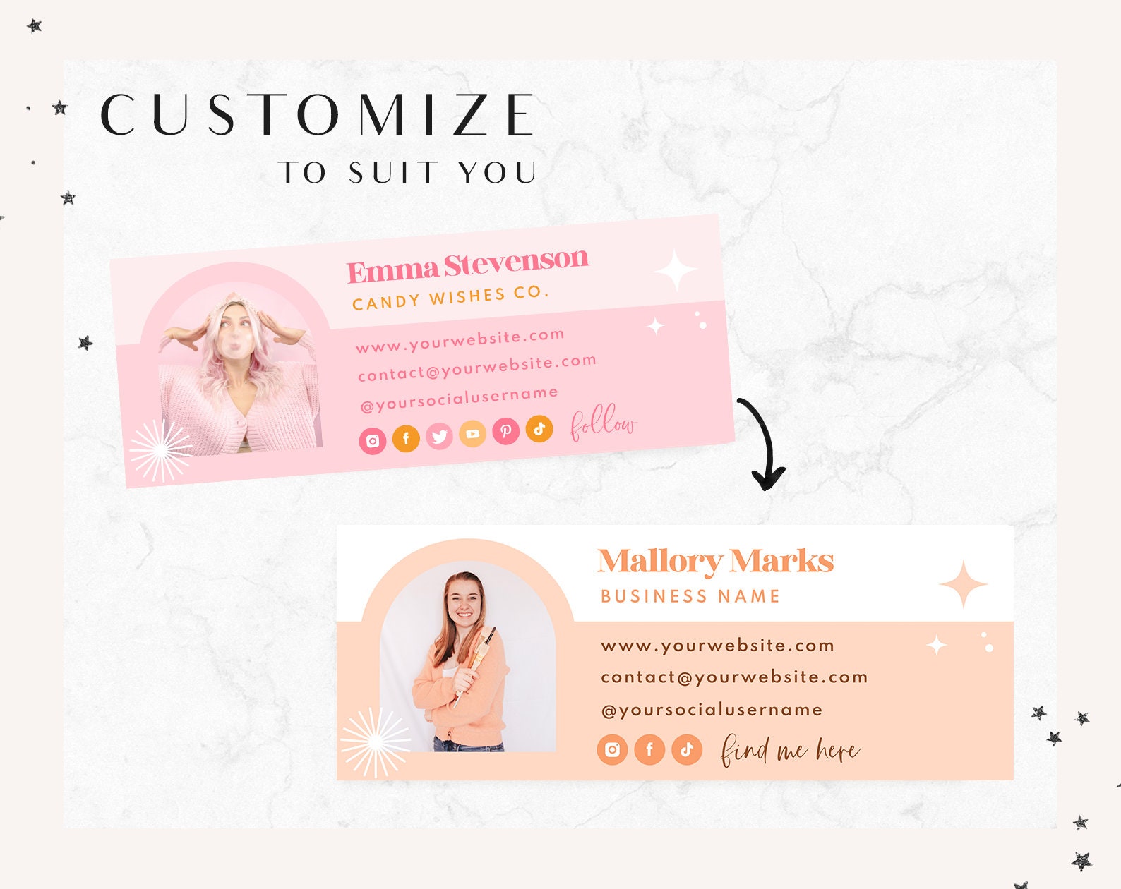Email Signature Template Canva Bright Pink Business Email - Etsy