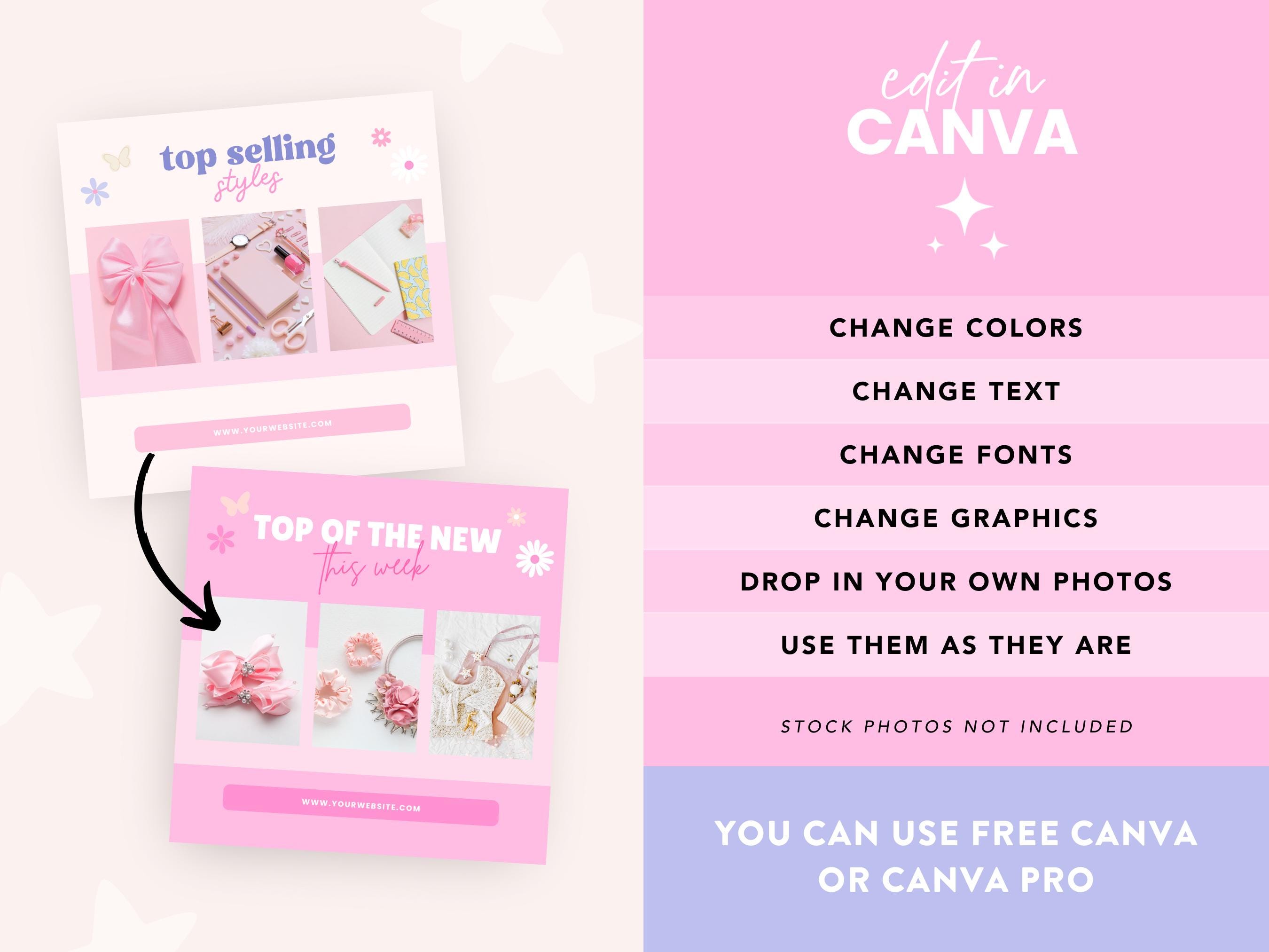 Girls Boutique Instagram Templates Canva - Pretty Pastel Instagram ...