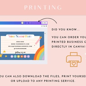 Teacher Business Card Template - Canva Business Card - Rainbow Branding ...