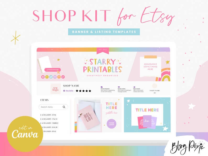 Etsy Shop Banner Kit Canva Etsy Banner Templates Etsy - Etsy
