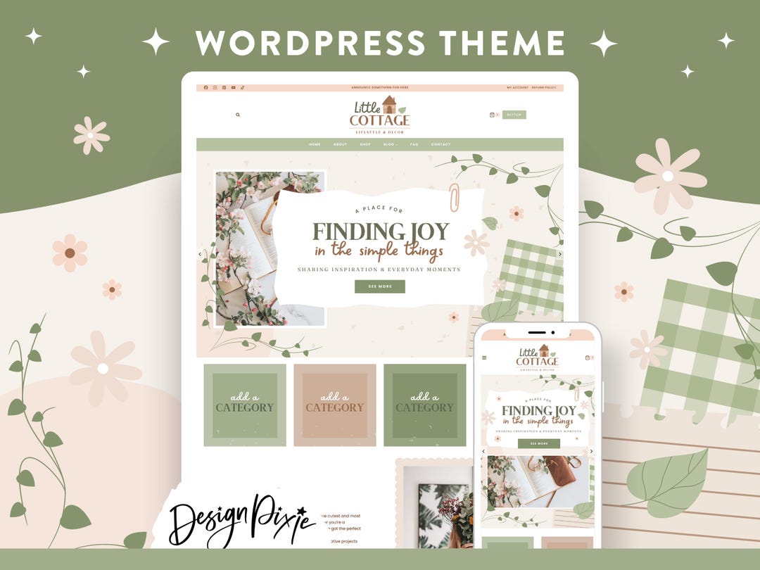 Cottagecore Wordpress Theme - Kadence Template - for Bloggers, Craft ...
