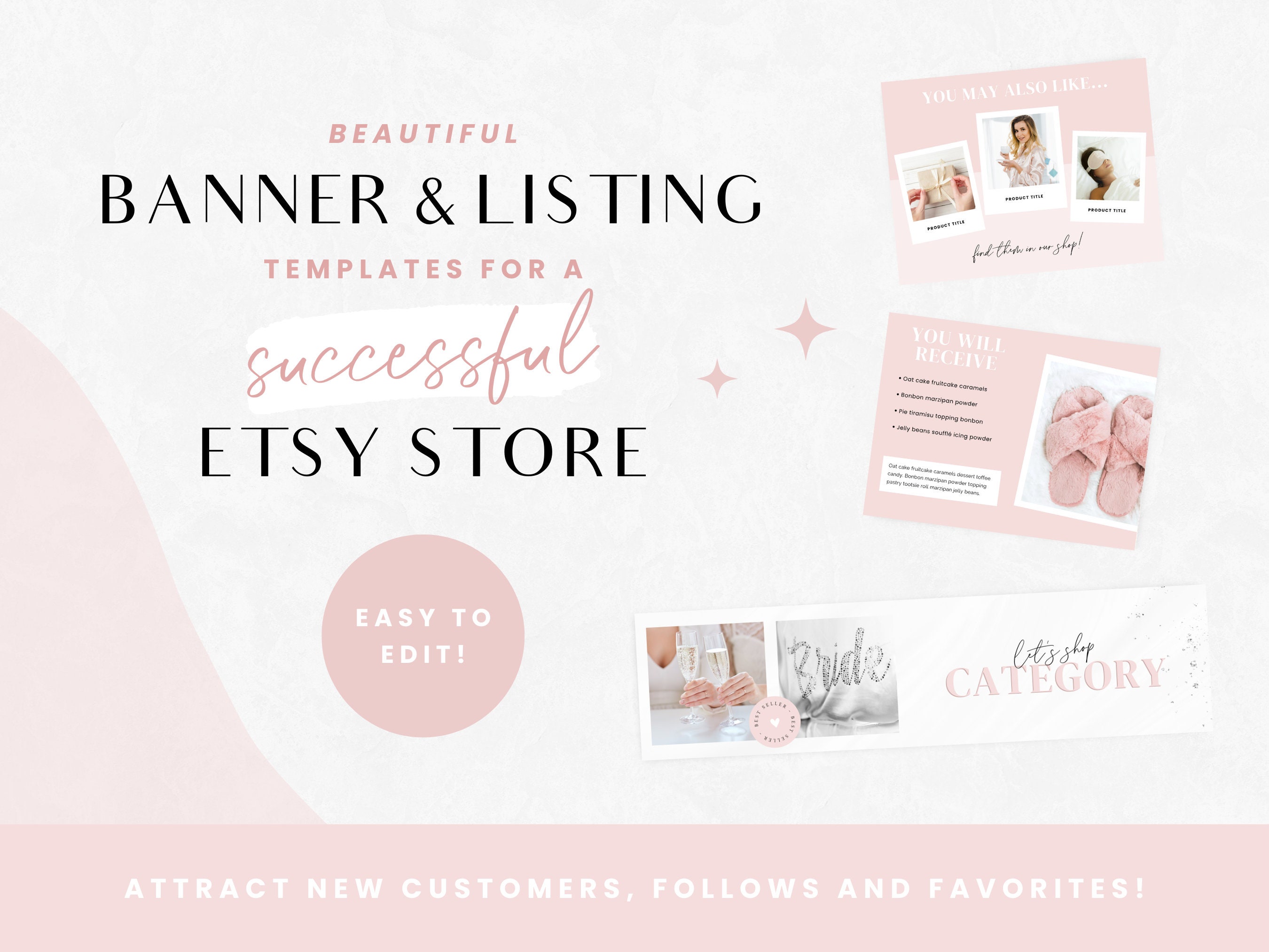 Pretty Pink Branding Etsy Shop Kit Etsy Banner Templates - Etsy