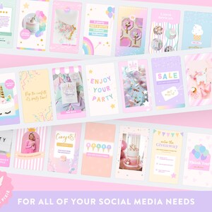 Pastel Party Instagram Templates - Magical Fun Canva Templates for ...
