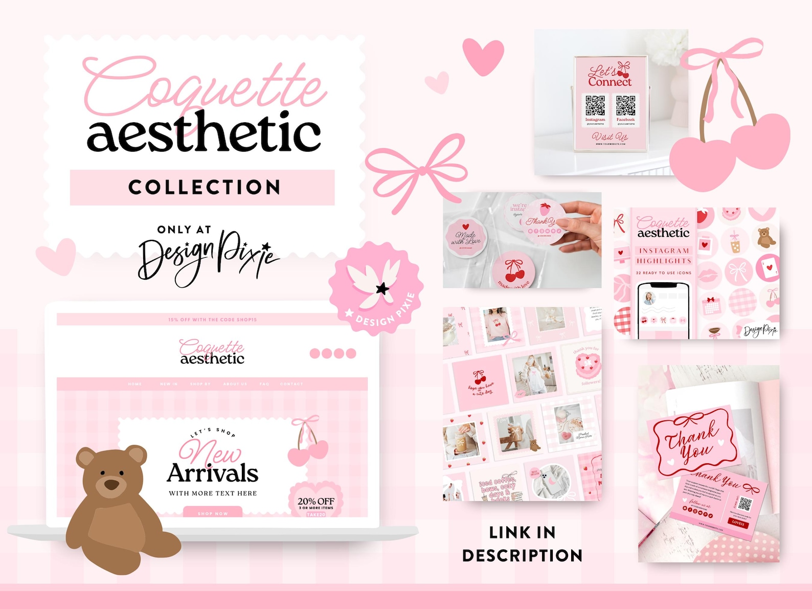 Coquette Aesthetic Etsy Shop Banner Templates - Cute Pink Store ...