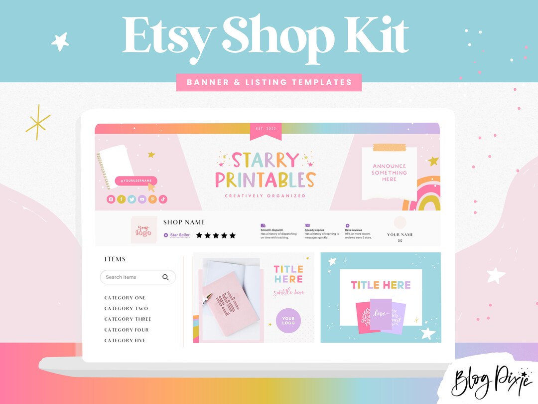 Etsy Shop Banner Kit Canva Etsy Banner Templates Etsy Store Listing