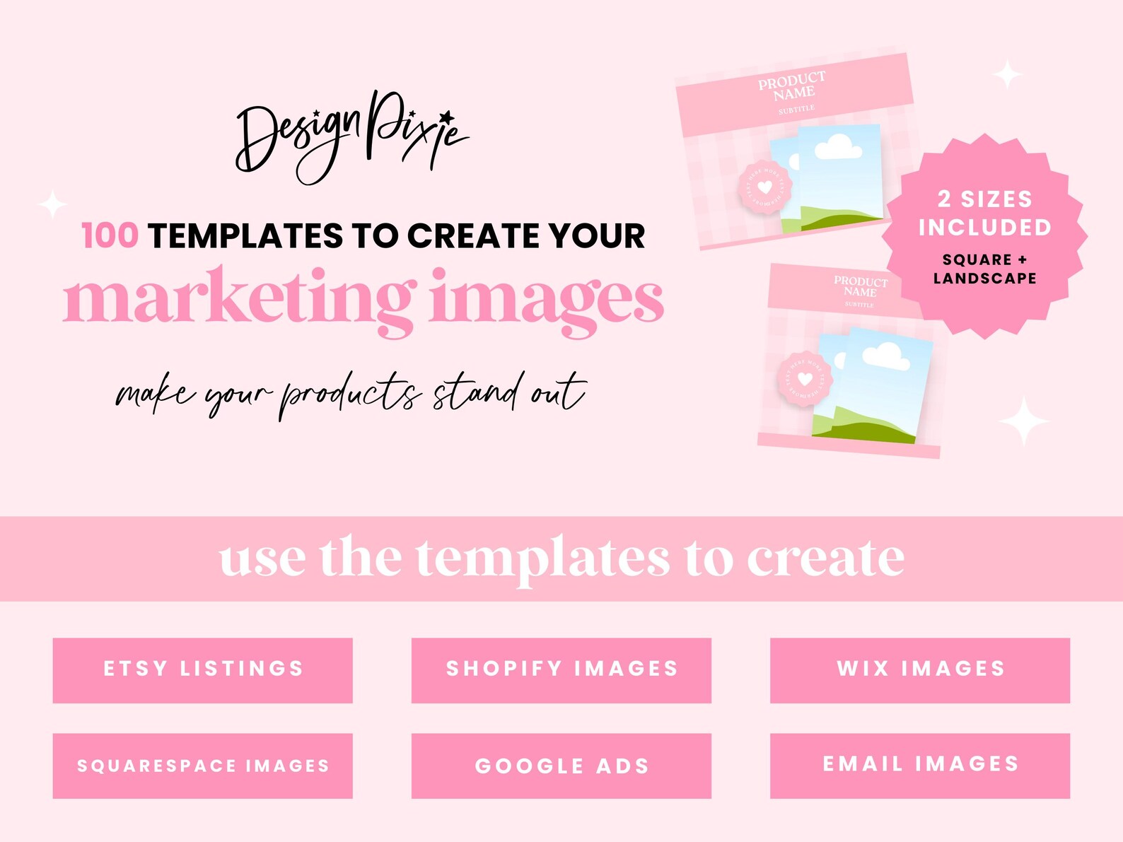 Pink Marketing Templates - Canva Listing Designs - Etsy Listing Mockups ...