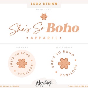 Boho Retro Logo Design Boutique Business Logo Bright Modern Logos ...