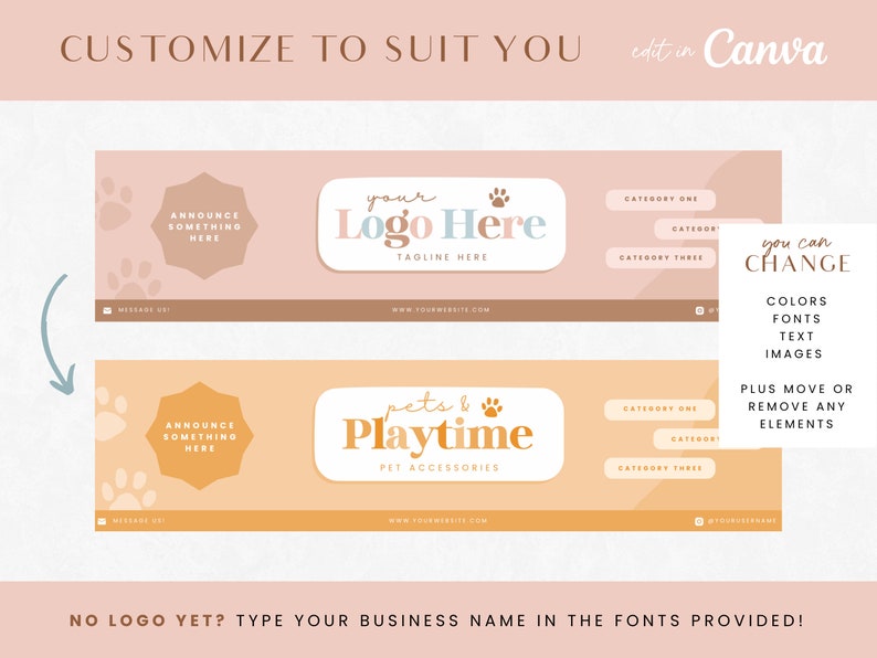 Etsy Shop Kit Store Banner Listing Templates Canva Pet - Etsy