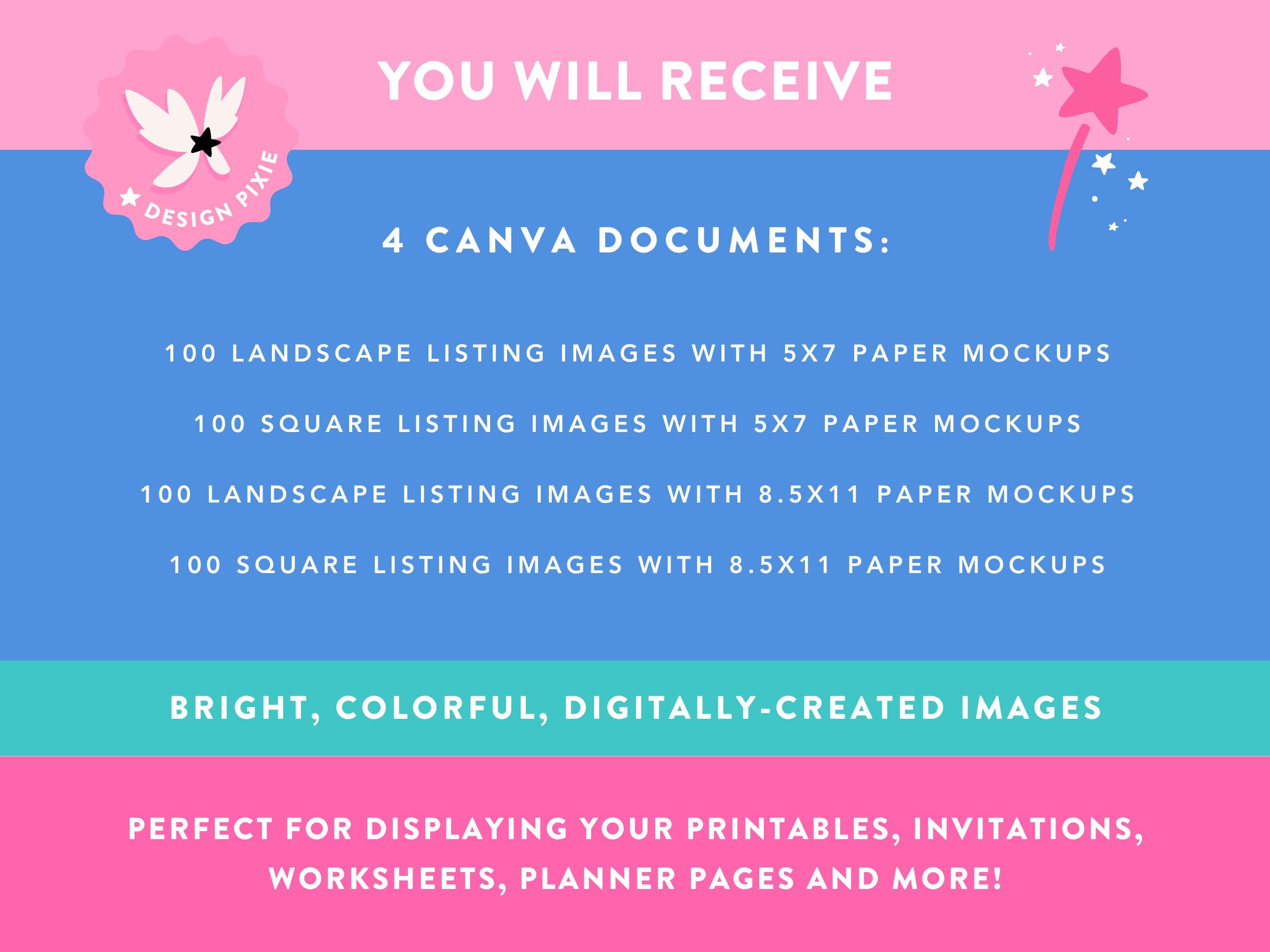 Paper Mockups Canva - Colorful Mockup Templates - TPT Product Mockups ...